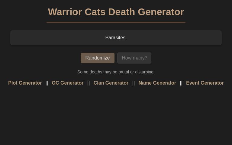 Warrior Cats Death Generator