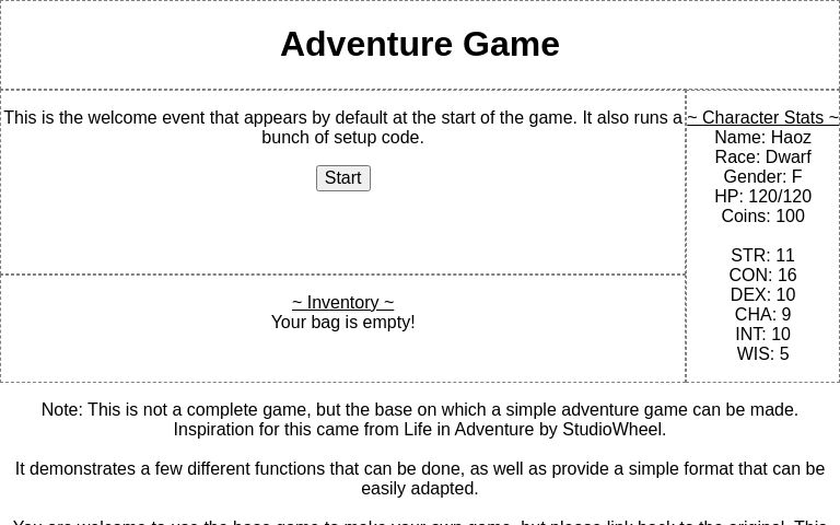 Adventure Game ― Perchance Generator