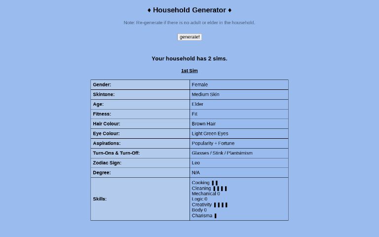 ♦ Household Generator ♦