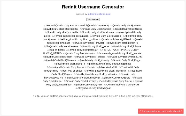Reddit Username Generator