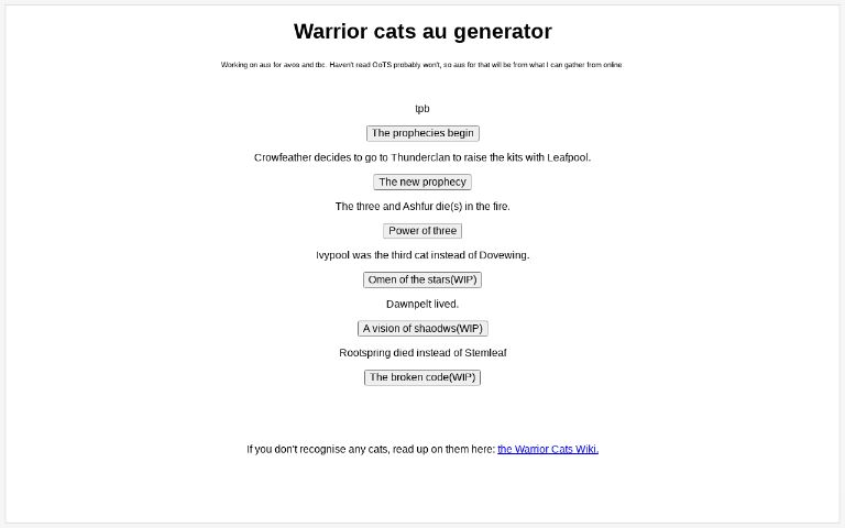 Warrior cats au generator