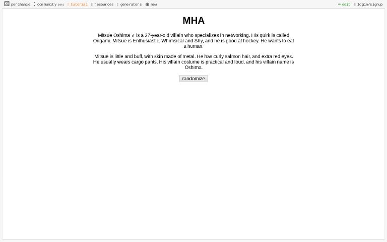 MHA ― Perchance Generator