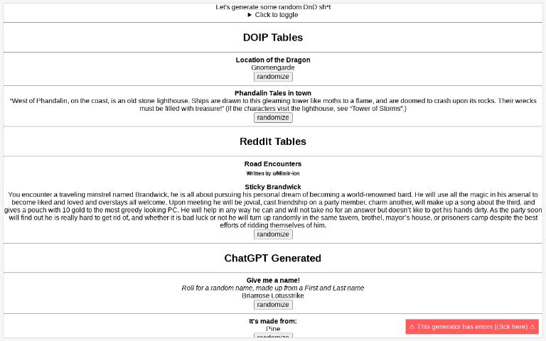 DOIP Tables ― Perchance Generator