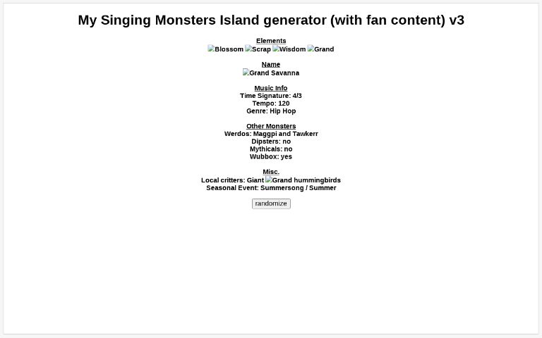 My Singing Monsters Island generator (with fan content) v3