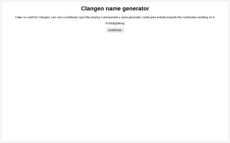 Clangen name generator