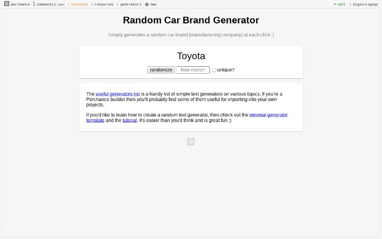 Random Car Brand Generator