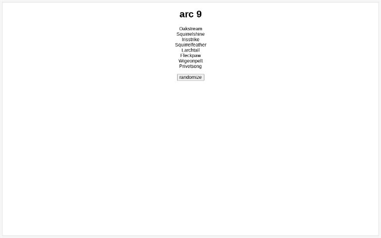 arc 9 ― Perchance Generator