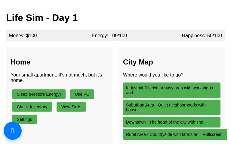 Life Sim ― Perchance Generator