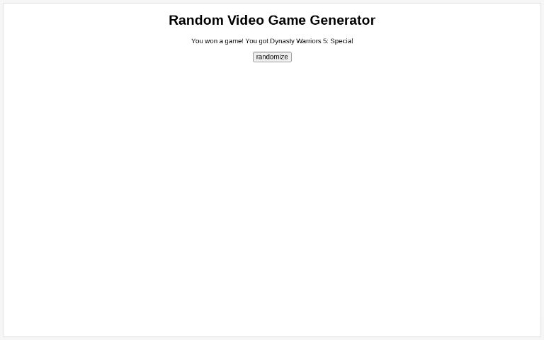 Random Video Game Generator