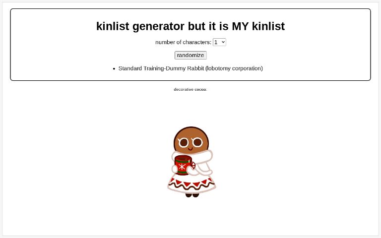 kinlist generator but it is MY kinlist