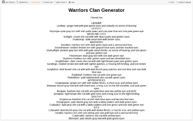 Warriors Clan Generator