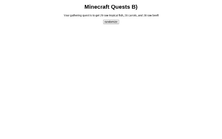 Minecraft Quests B) ― Perchance Generator