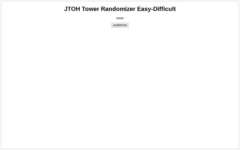 JTOH Tower Randomizer Easy-Difficult ― Perchance Generator