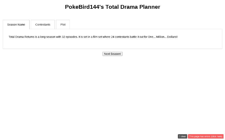 PokeBird144's Total Drama Planner ― Perchance Generator