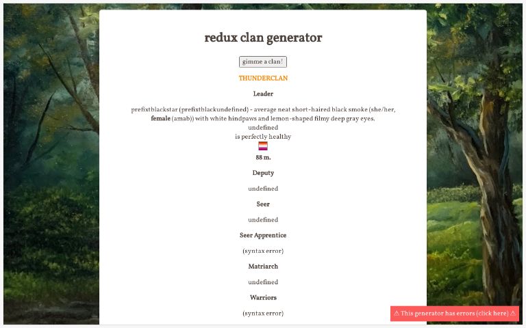 redux clan generator