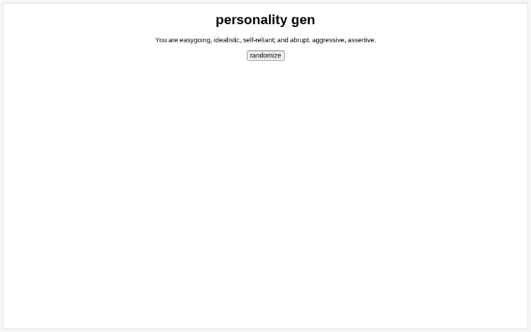 personality gen ― Perchance Generator