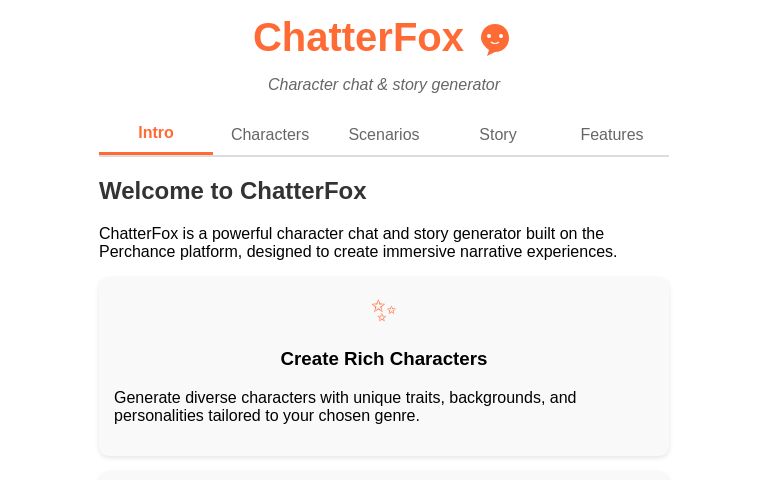 Welcome to ChatterFox ― Perchance Generator