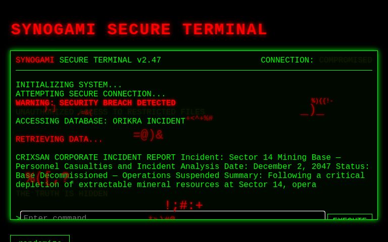 SYNOGAMI SECURE TERMINAL ― Perchance Generator
