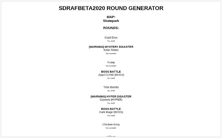 SDRAFBETA2020 ROUND GENERATOR