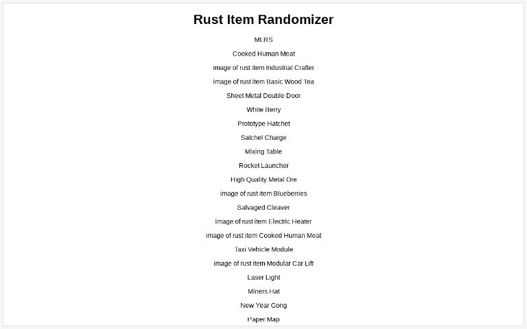 Rust Item Randomizer ― Perchance Generator