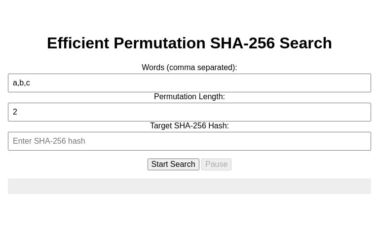 Efficient Permutation SHA-256 Search ― Perchance Generator