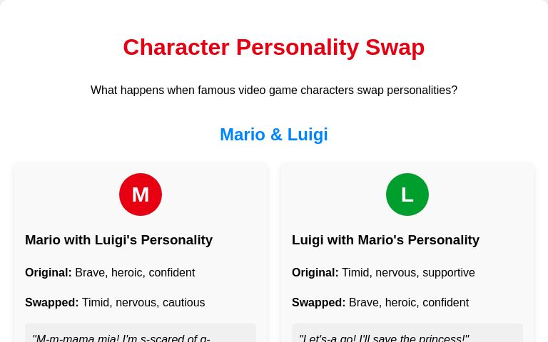 Character Personality Swap ― Perchance Generator