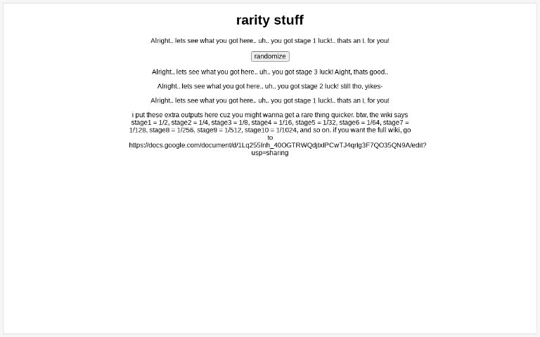 rarity stuff ― Perchance Generator