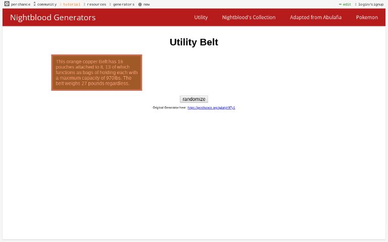 Utility Belt ― Perchance Generator