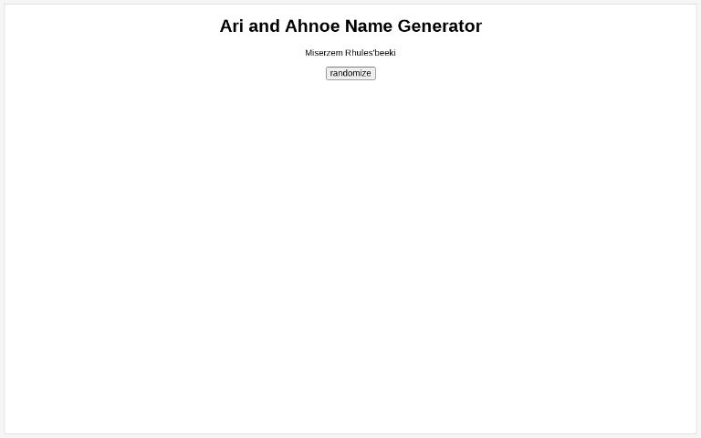 Ari and Ahnoe Name Generator