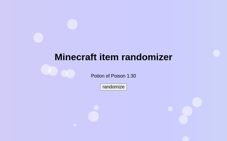 Minecraft item randomizer ― Perchance Generator