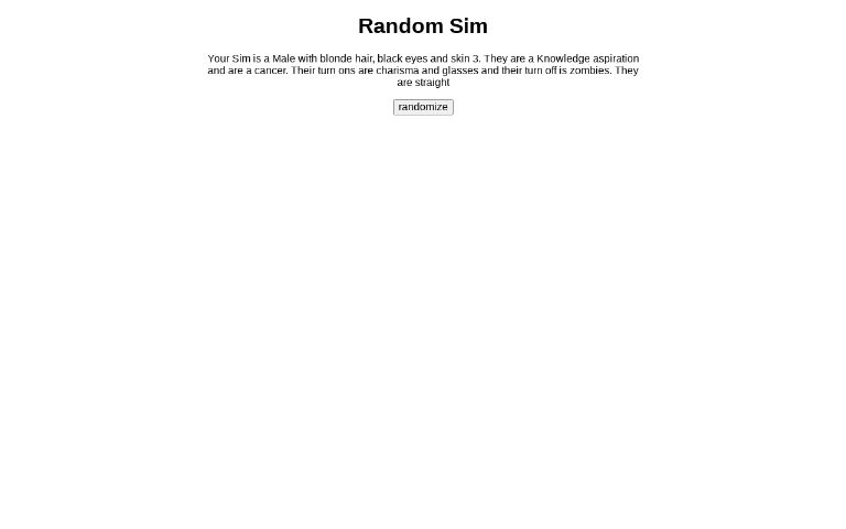 Random Sim ― Perchance Generator