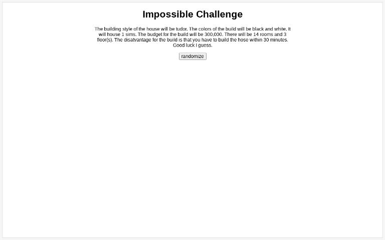 Impossible Challenge ― Perchance Generator
