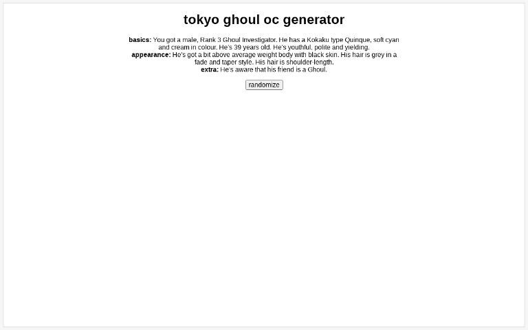 tokyo ghoul oc generator