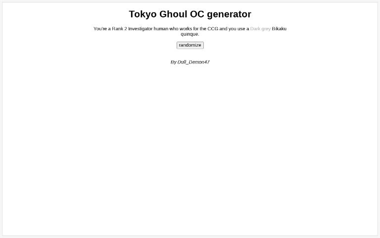 Tokyo Ghoul OC generator
