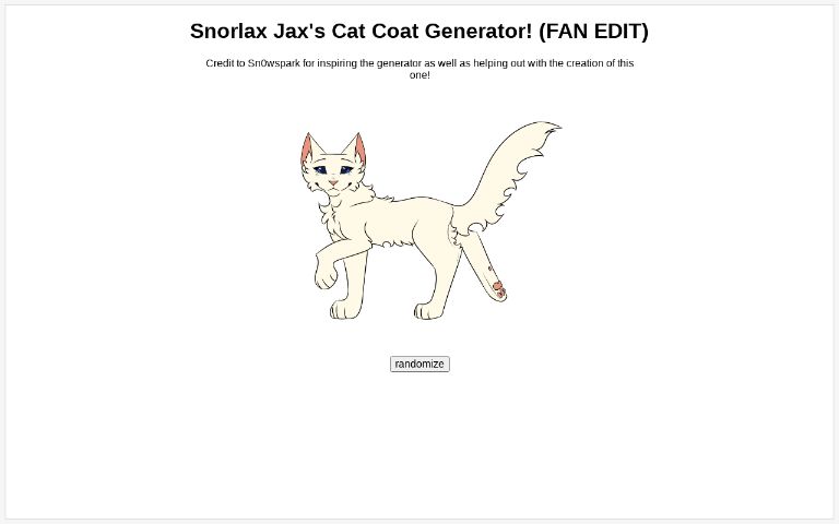 Snorlax Jax's Cat Coat Generator! (FAN EDIT)