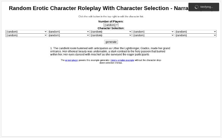 Random Erotic Character Roleplay With Character Selection - Narrative (JLV)