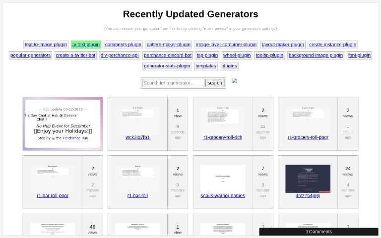 Recently Updated Generators