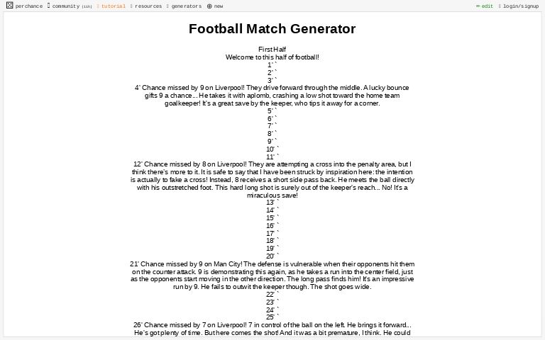 Football Match Generator