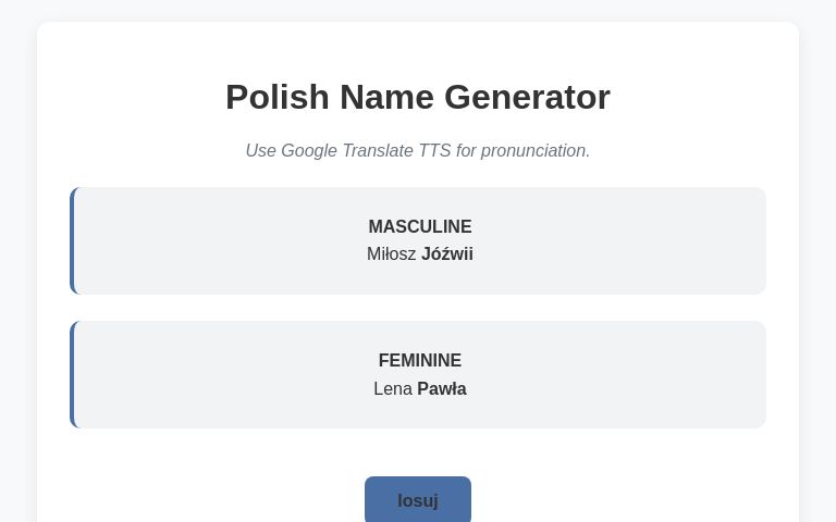 Polish Name Generator