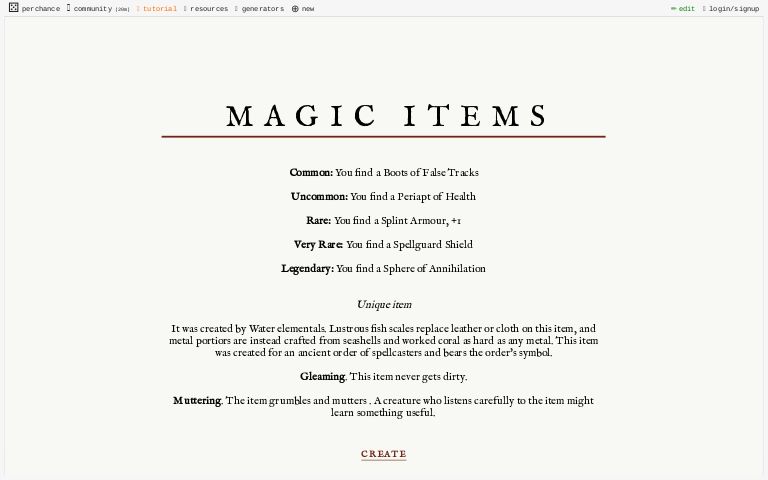 Magic items ― Perchance Generator