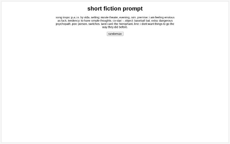 short fiction prompt ― Perchance Generator