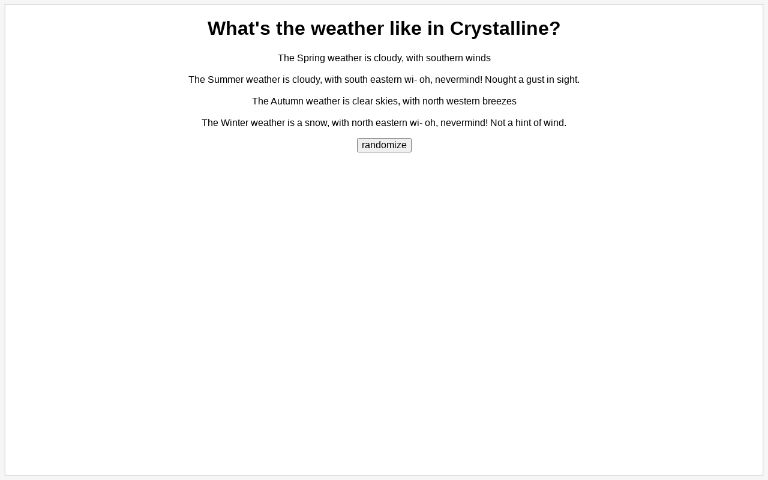 What's the weather like in Crystalline? ― Perchance Generator