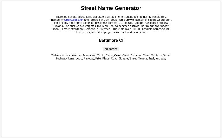 Street Name Generator