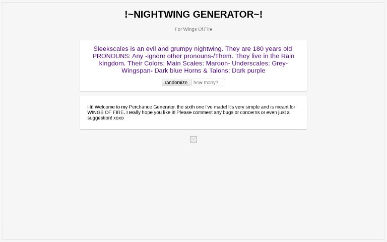 !~NIGHTWING GENERATOR~!