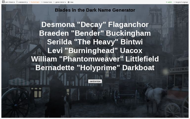 Blades in the Dark Name Generator