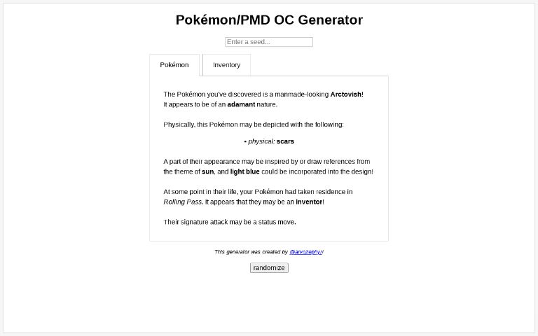 Pokémon/PMD OC Generator