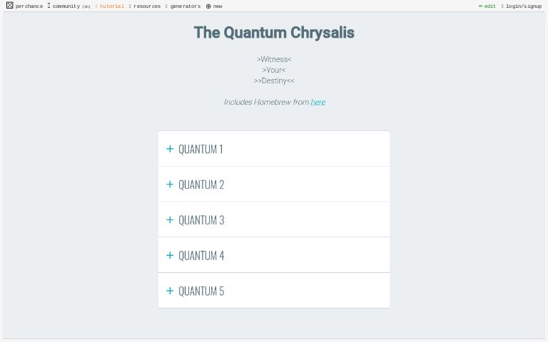The Quantum Chrysalis ― Perchance Generator