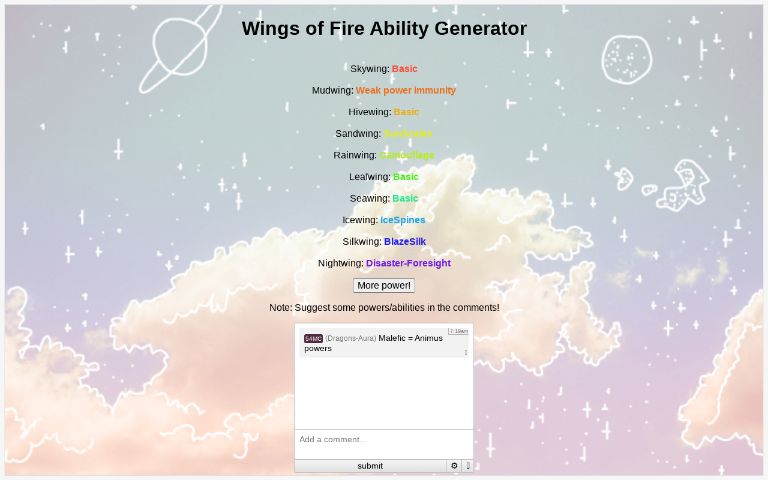 Wings of Fire Ability Generator ― Perchance