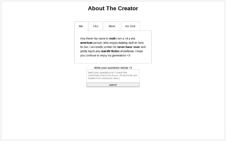 About The Creator ― Perchance Generator