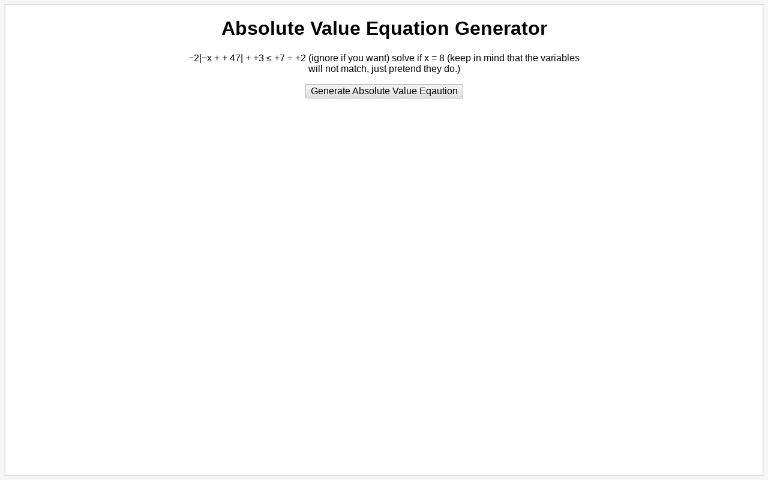 Absolute Value Equation Generator